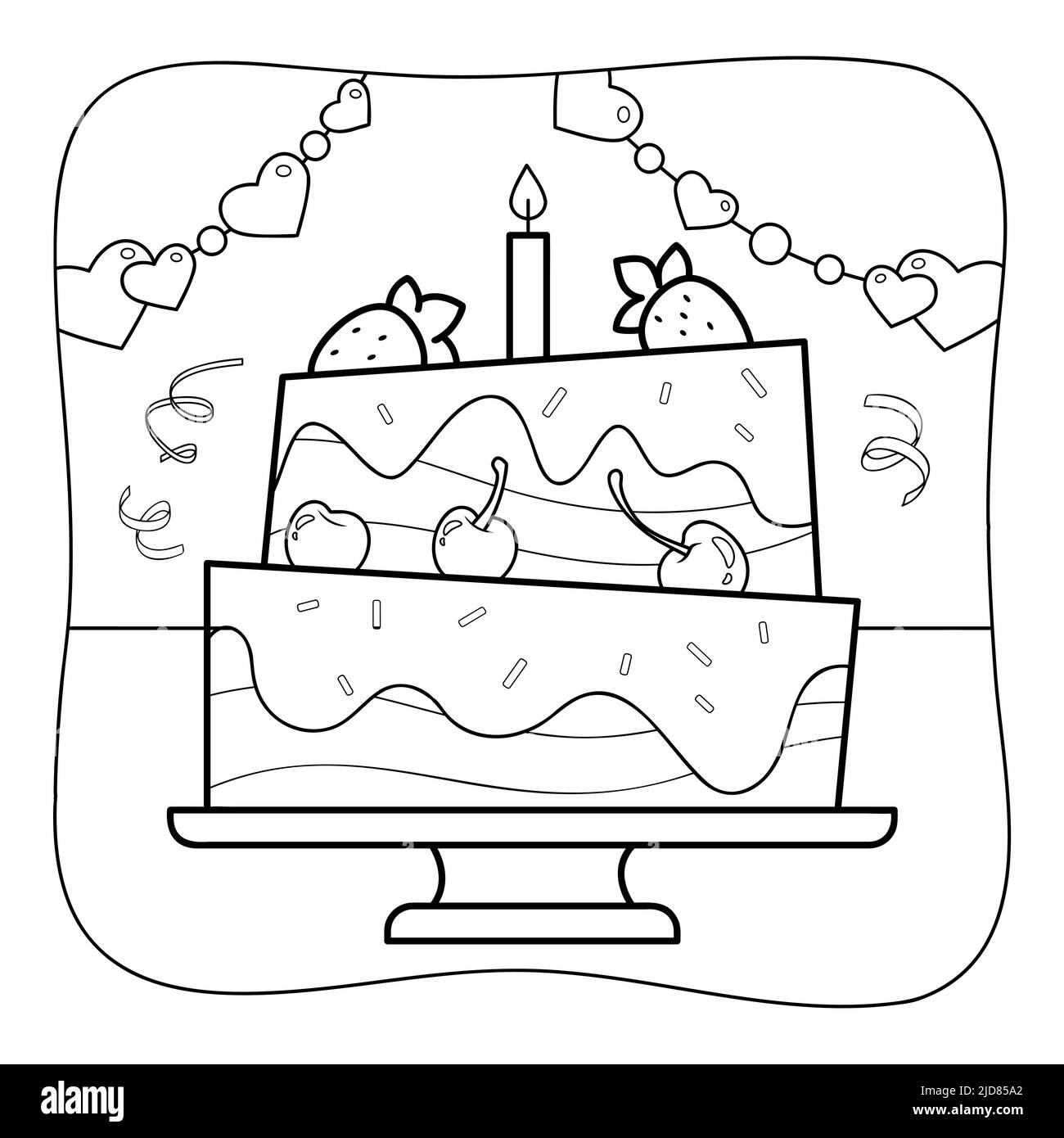 Cake black and white. Coloring book or Coloring page for kids. Nature ...