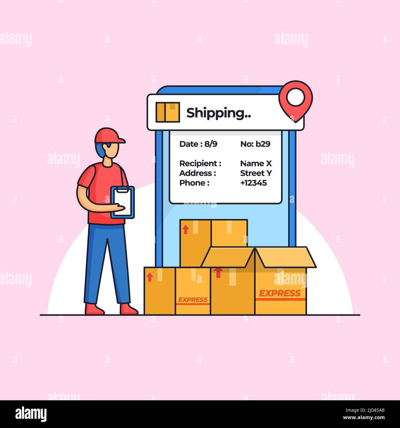 Modern delivery service employee checking lots of package order with ...