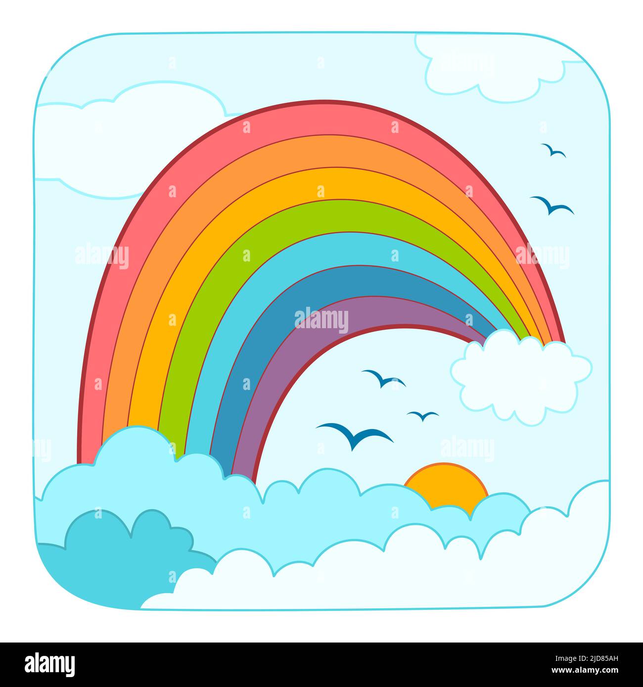 Cute Rainbow cartoon. Rainbow clipart vector illustration. Nature ...