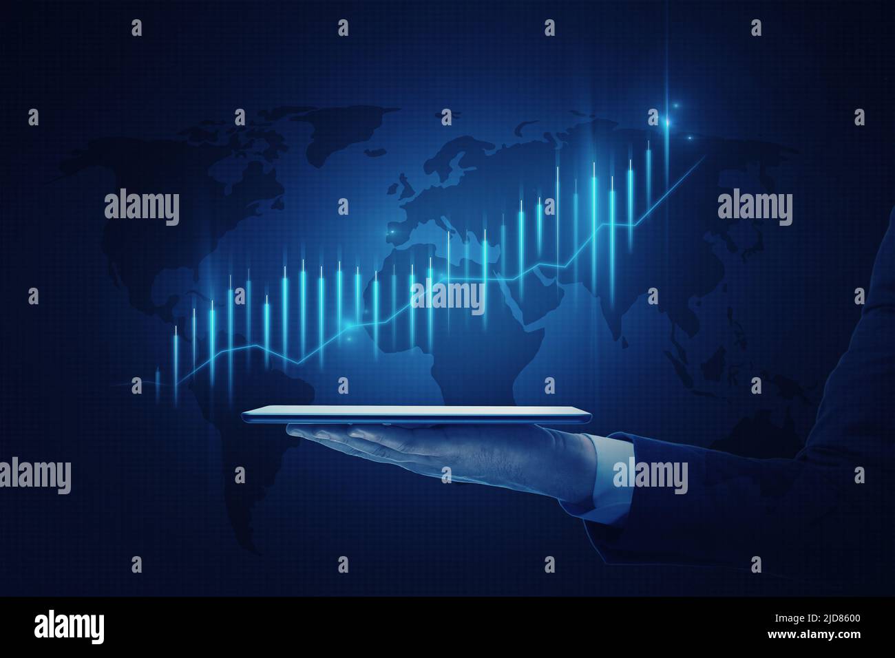 Global investing and stock market growth concept with digital financial ...