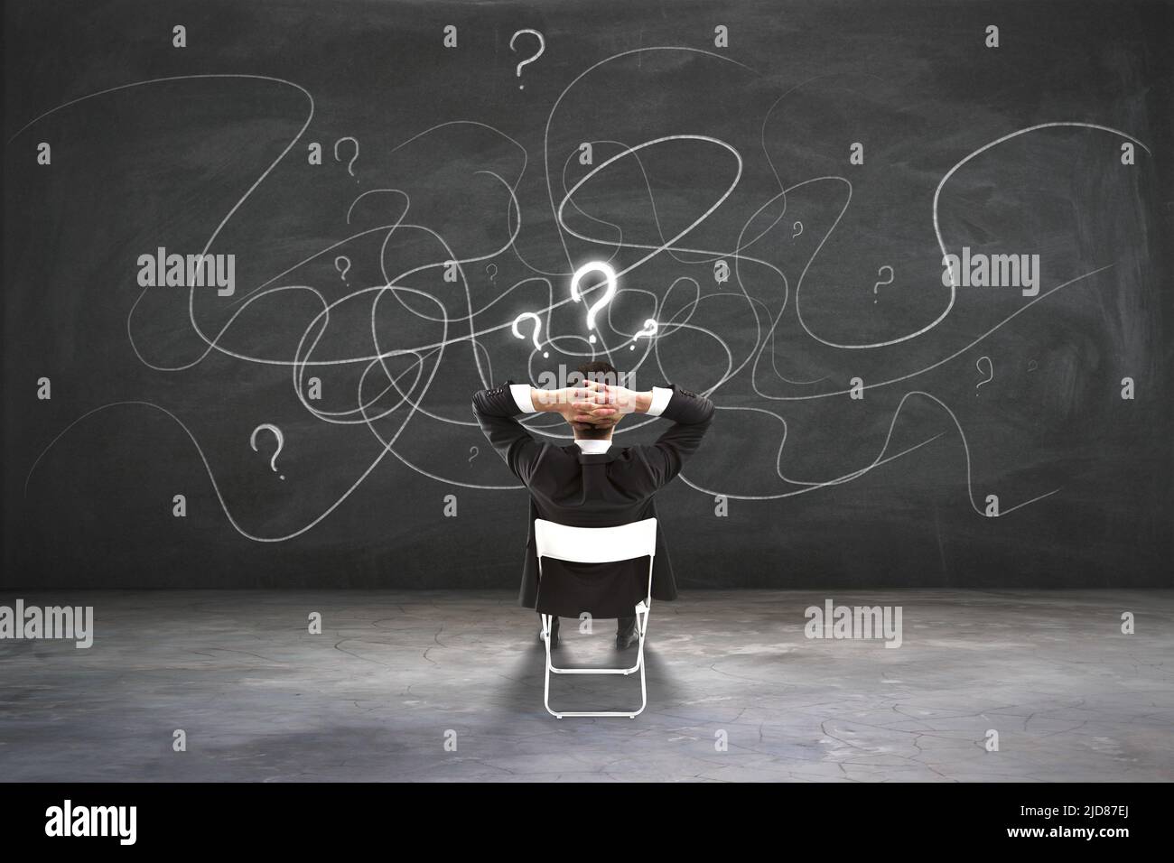 Man thinking question marks hi-res stock photography and images - Alamy