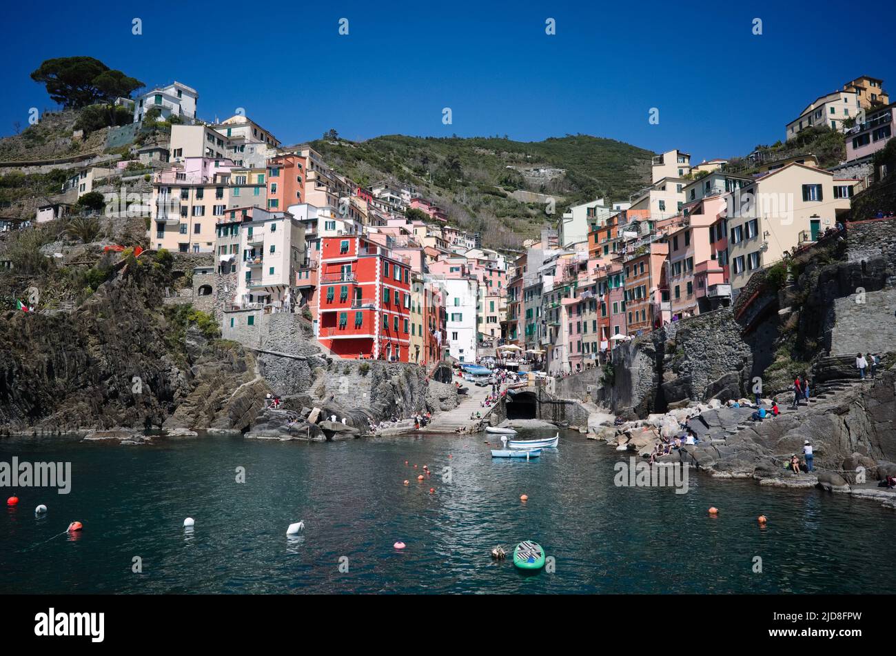 Riomaggiore, Liguria, Italy - April, 2022: Typical Italian village on ...