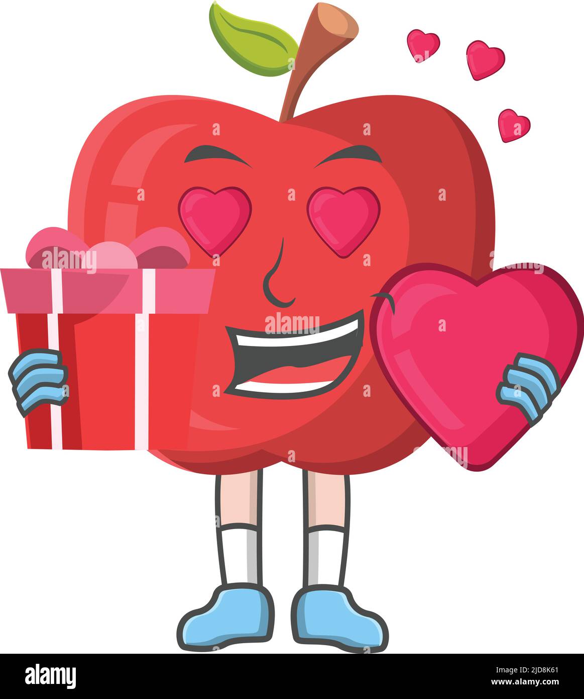 Apple Love With Giftbox design character, design vector illustrator ...