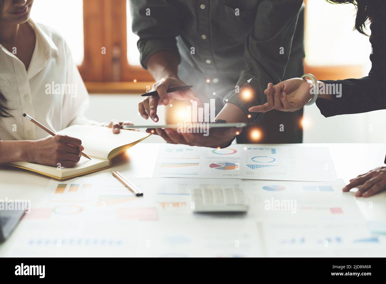 Group of IT consultant working by digital tablet and management big ...