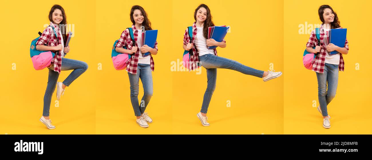 Back to school and looking cool. Energetic tween. Portrait of ...