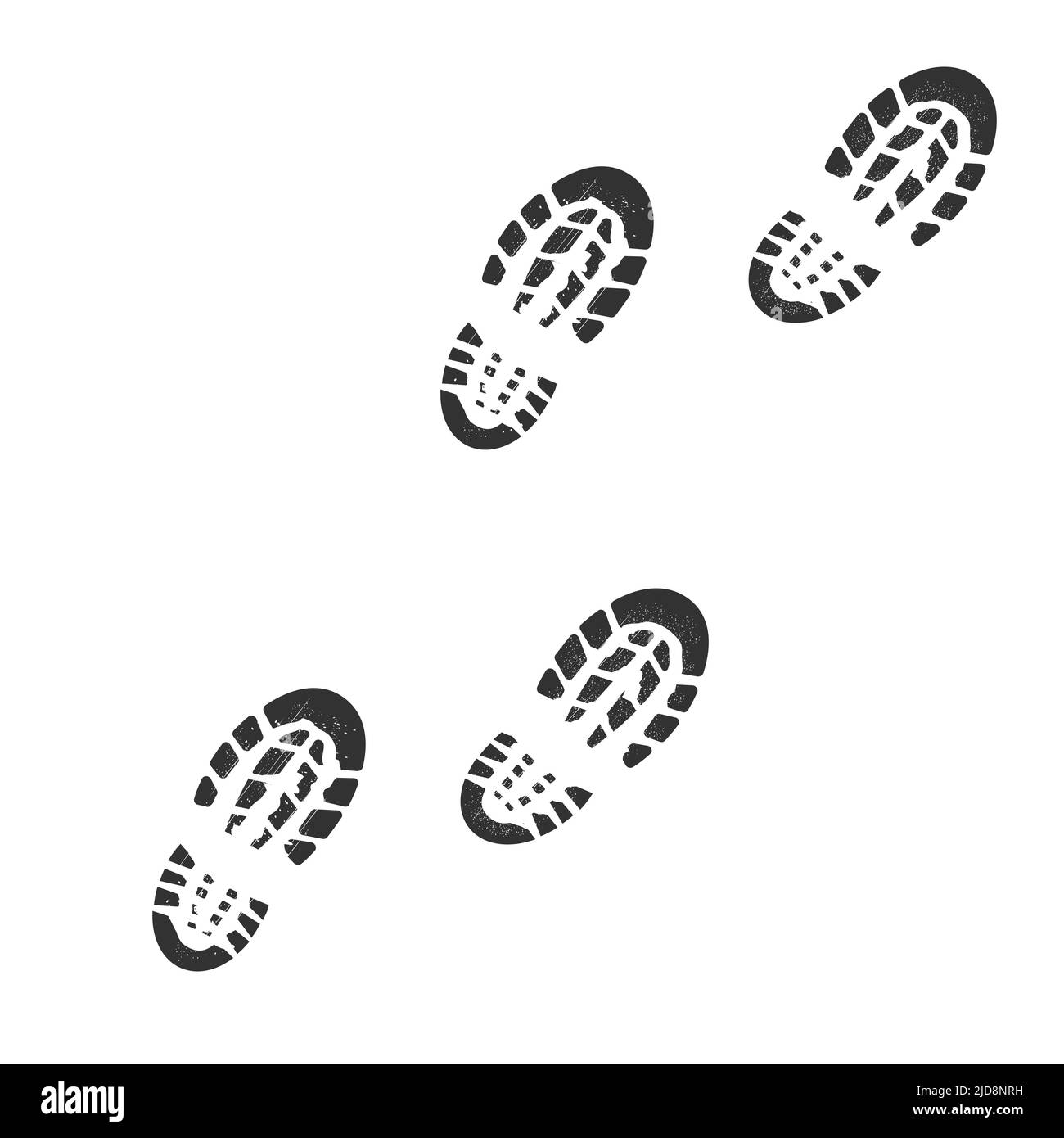 Footstep black silhouette, bootprint isolated on white background ...
