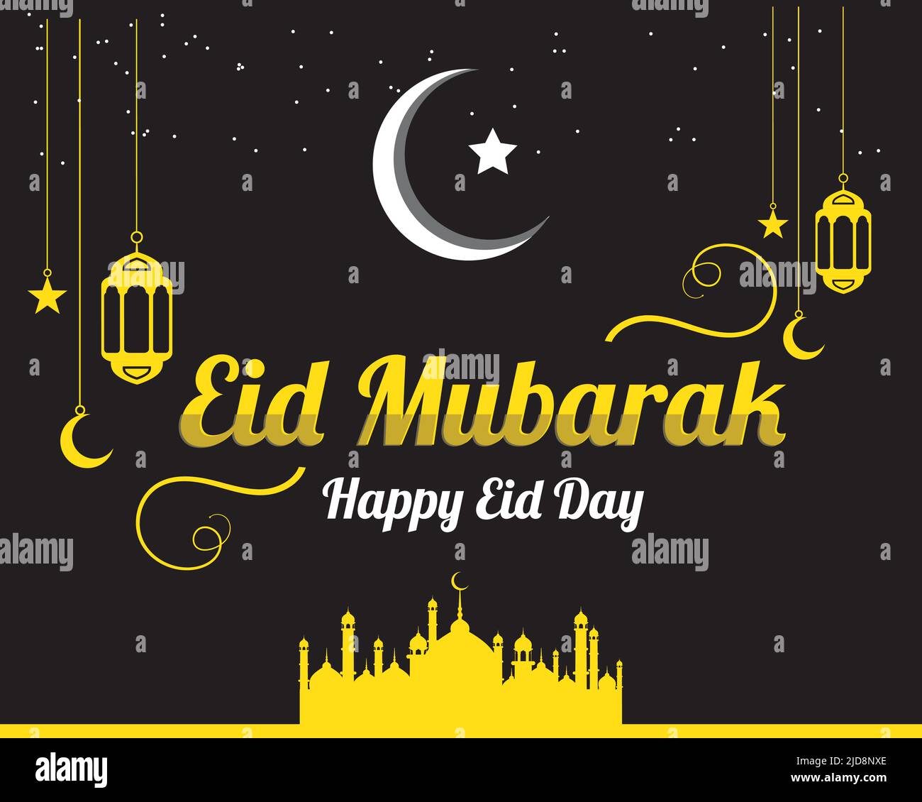 Muslim Eid Festival Background Design, Eid Mubarak Stock Vector Image ...