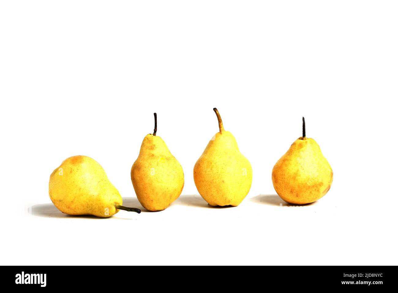 healthy eating concept - four pears isolated on white background Stock ...