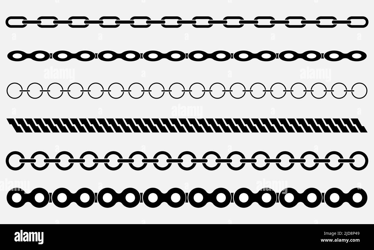 Chain pattern brush set of braided ropes vector illustration Stock ...
