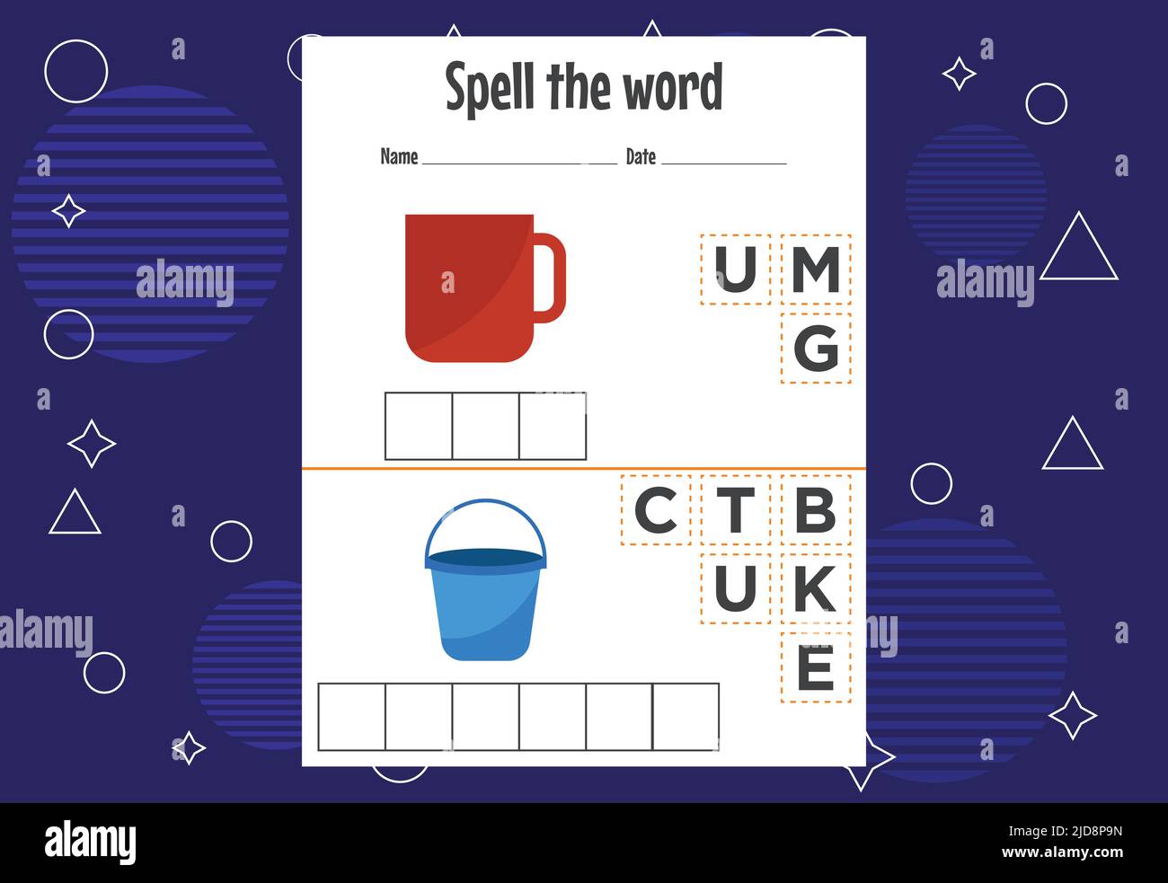 Spelling the word worksheet vector illustration. Spelling game for kids ...