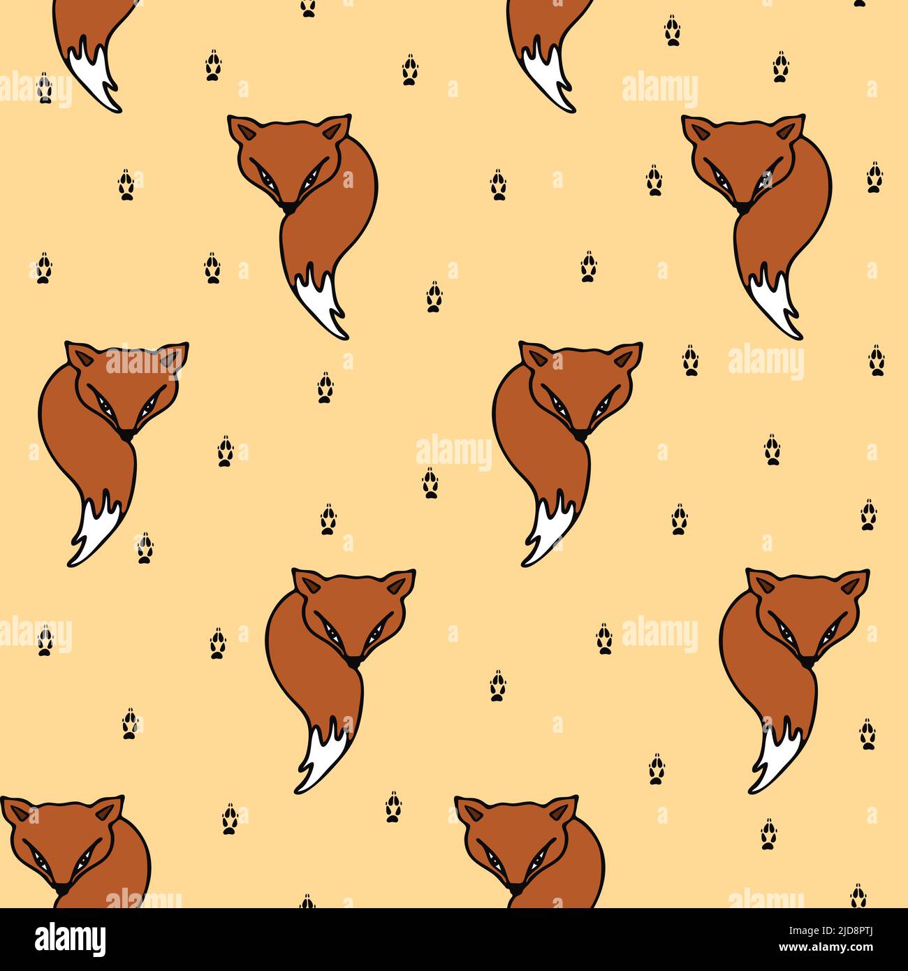 Seamless vector pattern with foxes on light pink background. Animal ...
