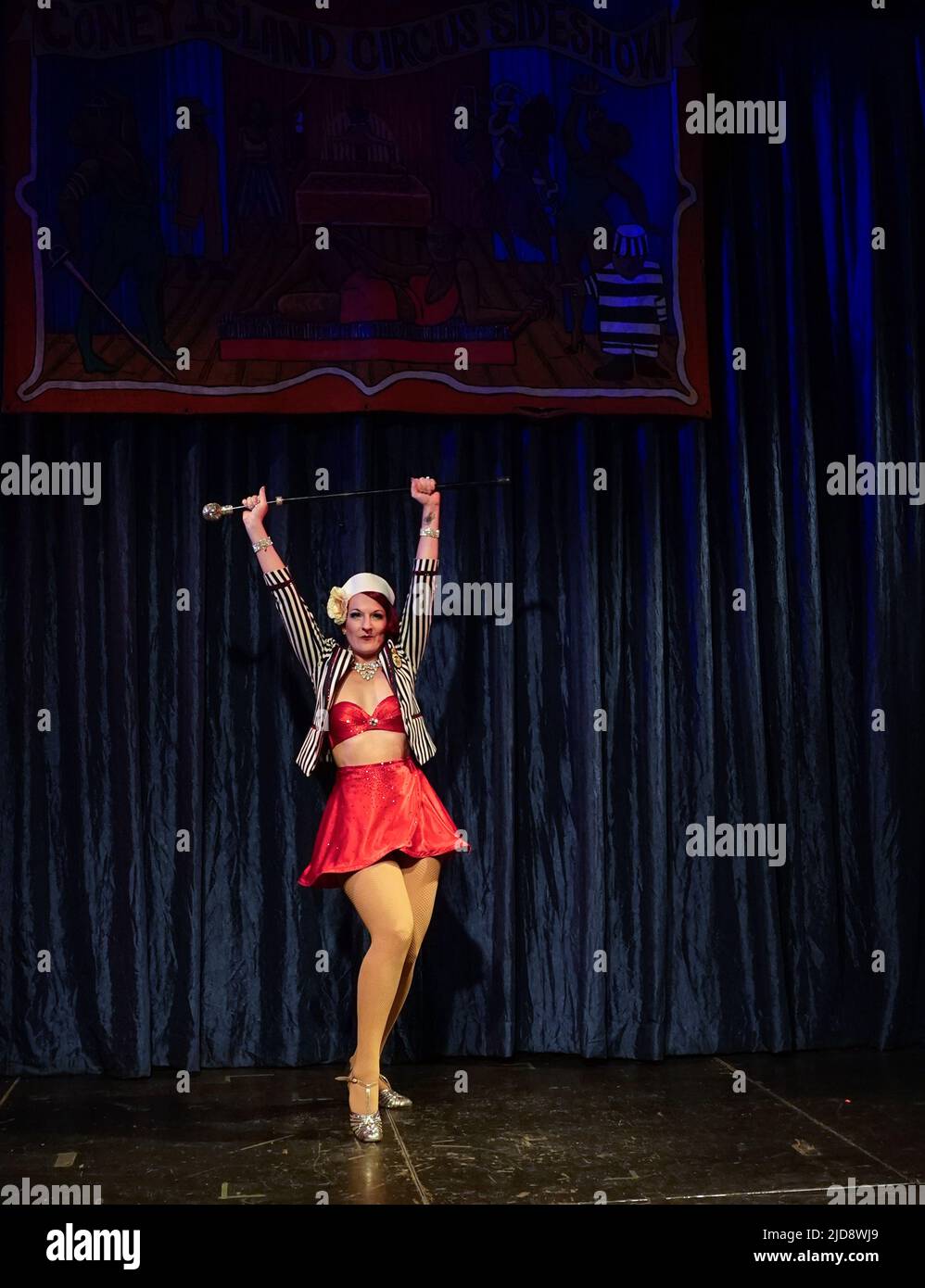 Coney Island, New York June 18, 2022 Gin Minsky performs Sword Swallowing during The Coney ...