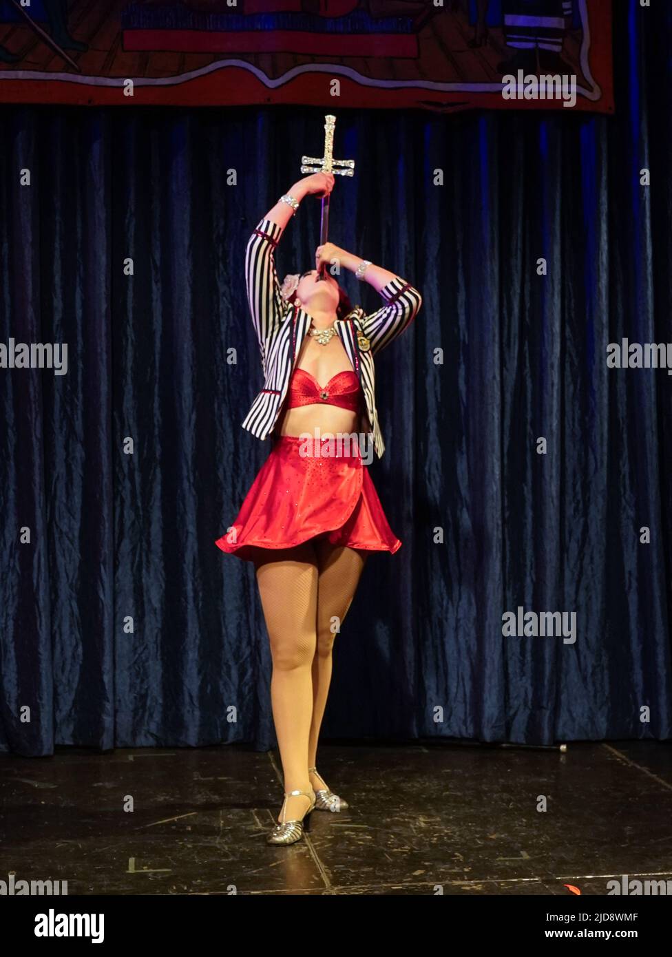 Coney Island, New York June 18, 2022 Gin Minsky performs Sword Swallowing during The Coney ...