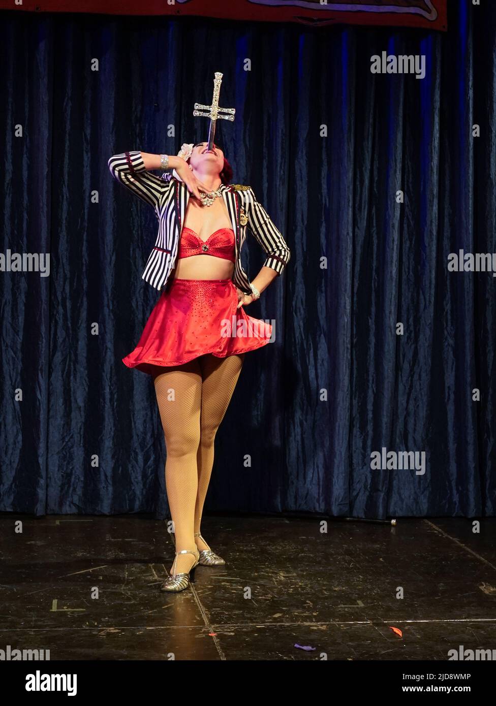 Coney Island, New York June 18, 2022 Gin Minsky performs Sword Swallowing during The Coney ...
