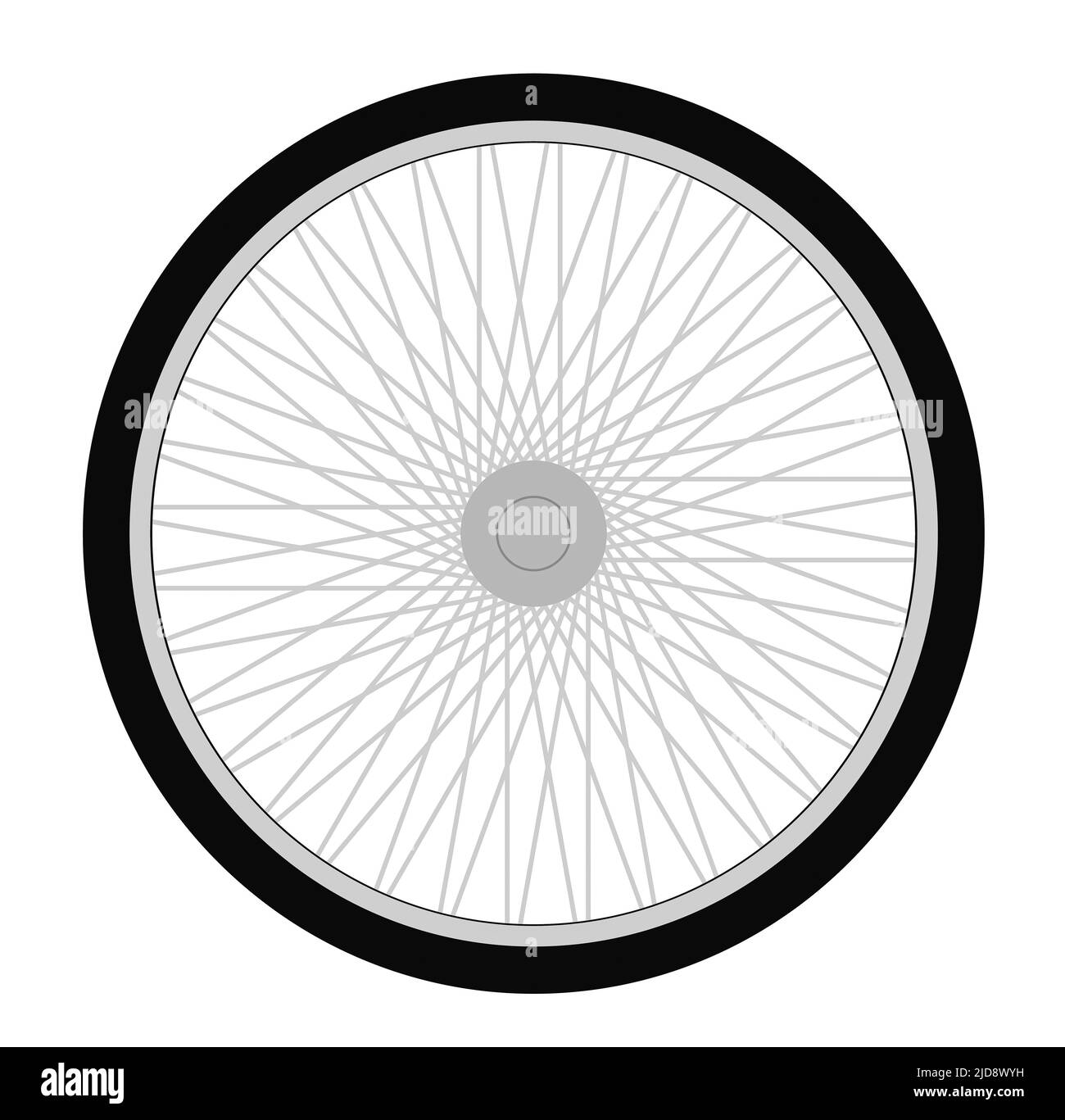 A graphic illustration of A Bicycle wheel for use as an icon, logo or ...