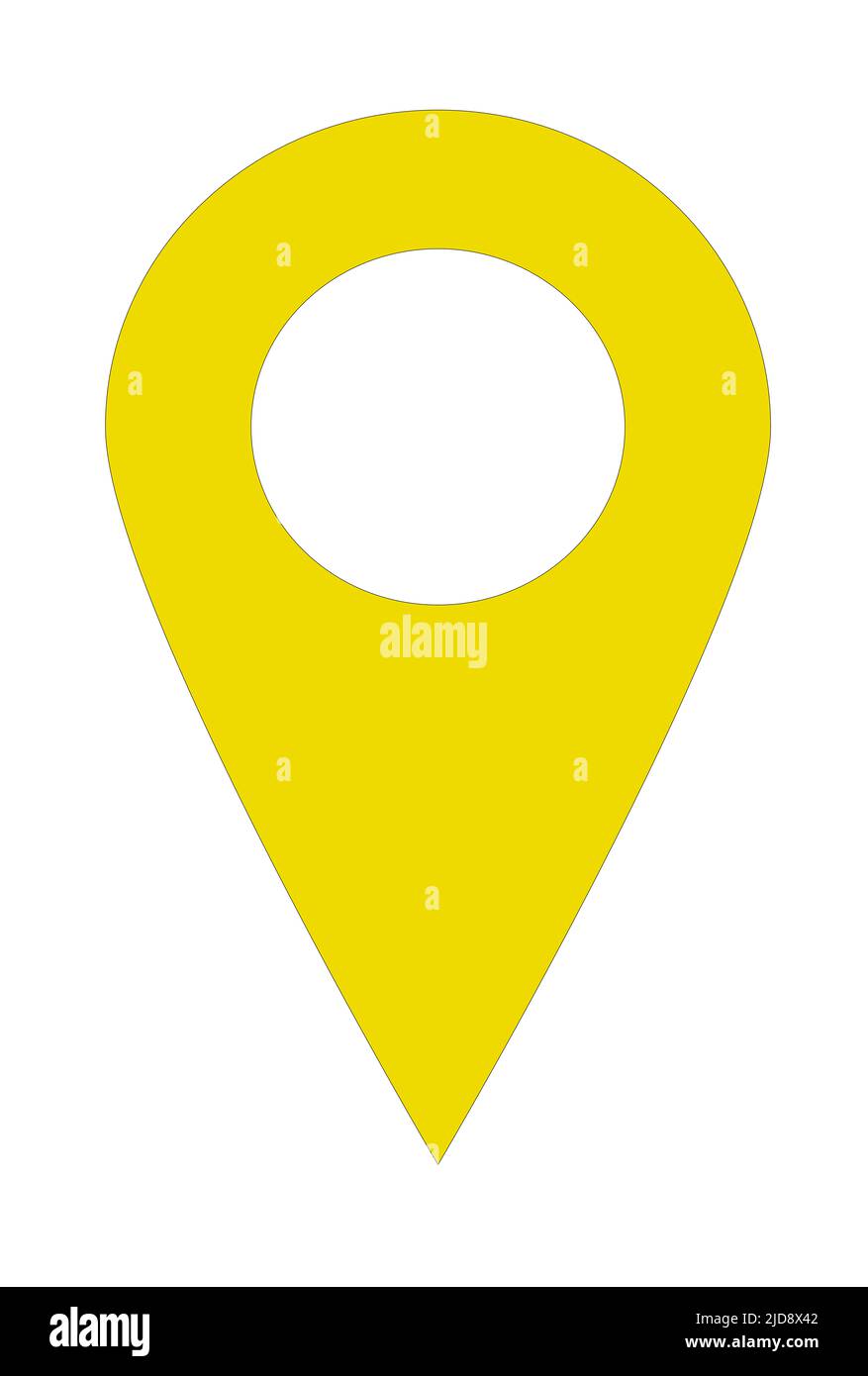 A graphic illustration of yellow map pin for use as an icon or logo ...