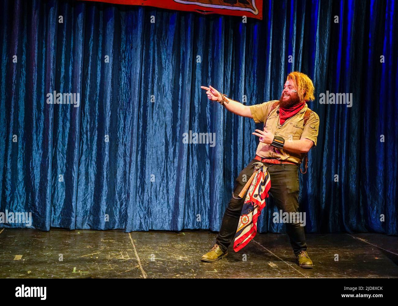 Coney Island, New York June 18, 2022 Cyclone Jack Sullivan performs The ...