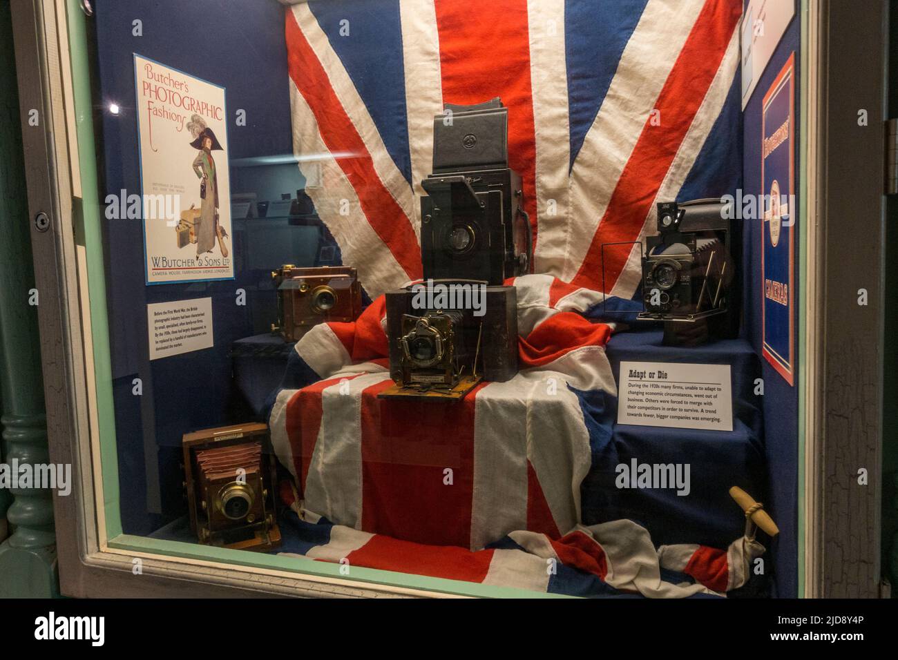 A display of 1920s era cameras on display in a media museum Stock Photo ...