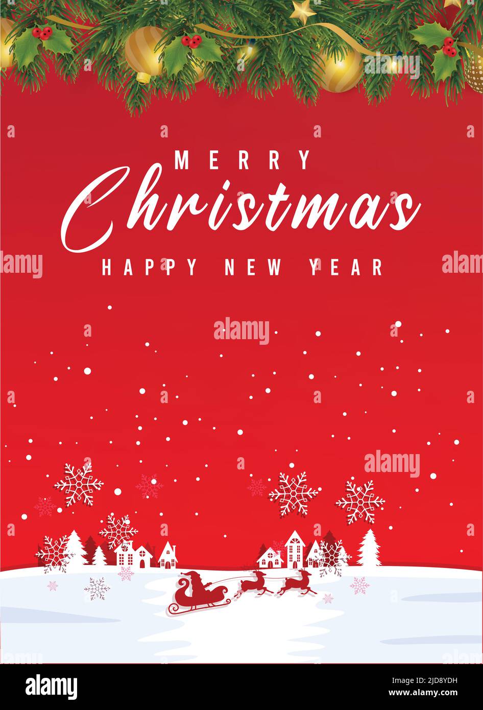 Happy New Year Christmas Winter Poster Design Stock Vector Image & Art ...