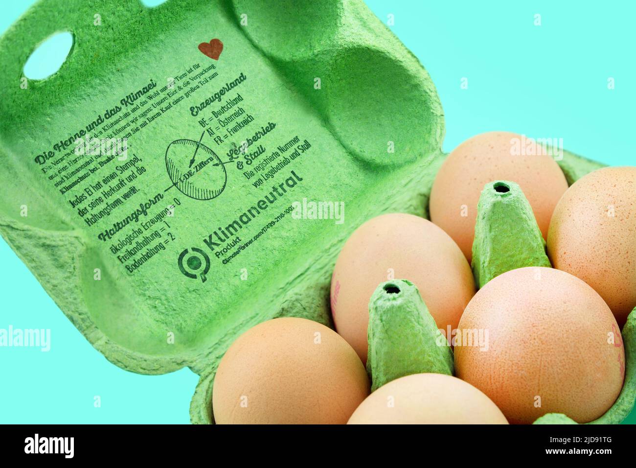 Hamburg, Germany - June 17 2022: 6 German organic bio eggs and package ...