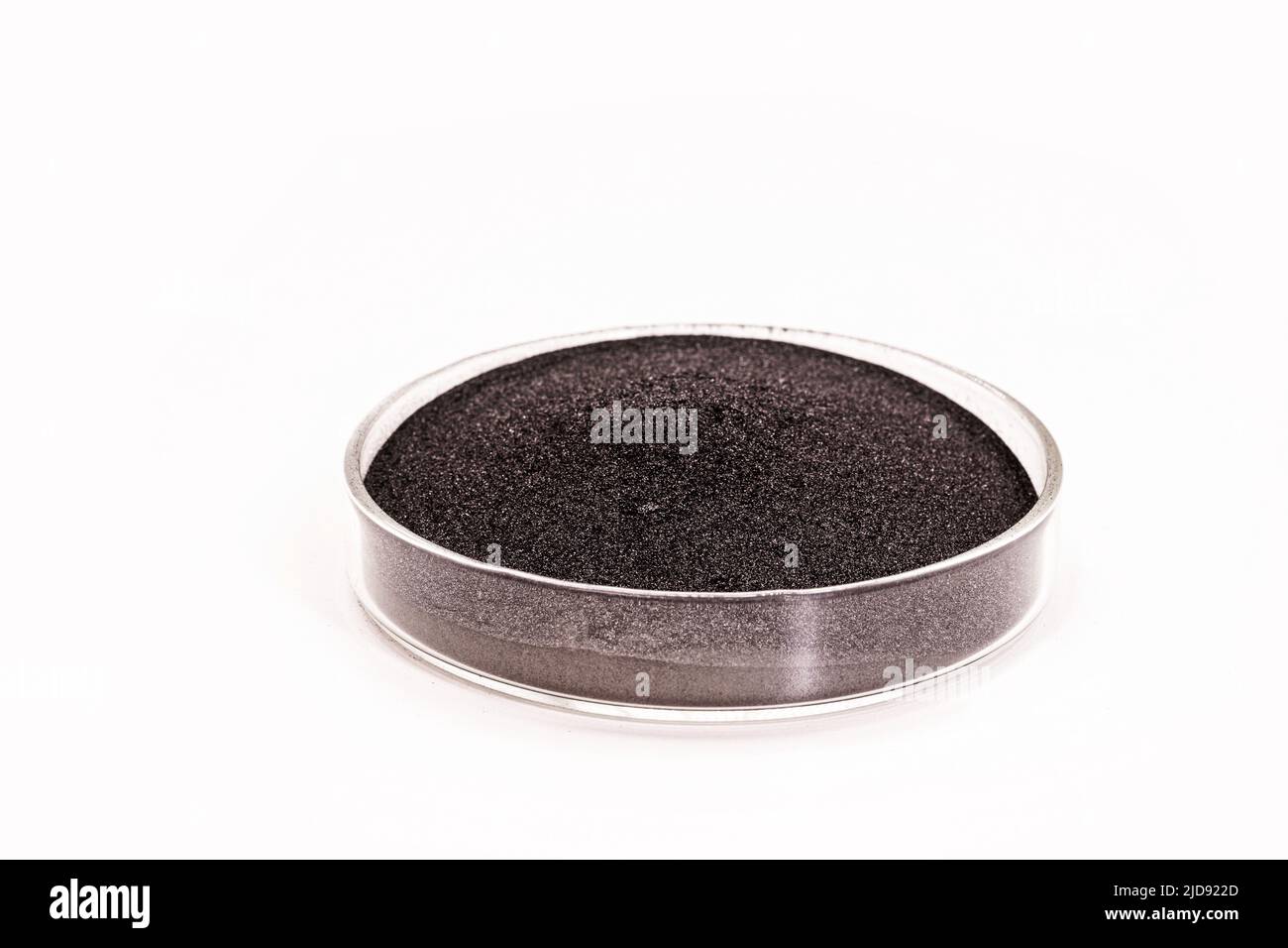 Graphite powder in petri dish, used as dry lubricant, copy space Stock ...
