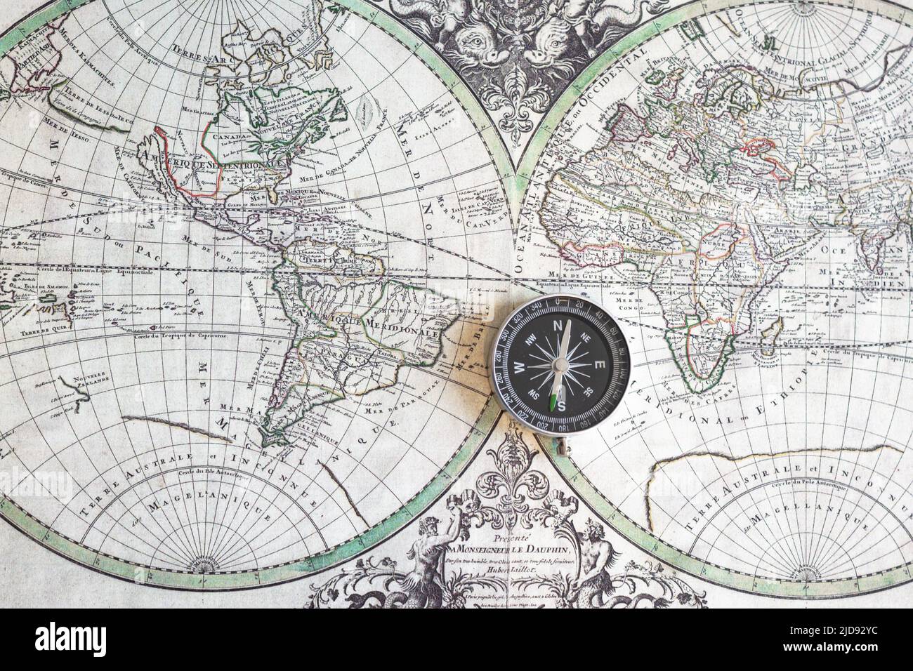 Old map europe compass hi-res stock photography and images - Alamy
