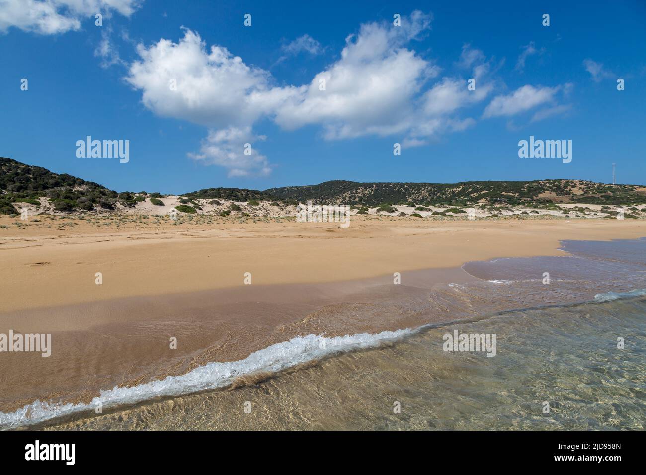 Looking back towards the sand dunes from the ocean, at Golden Beach ...