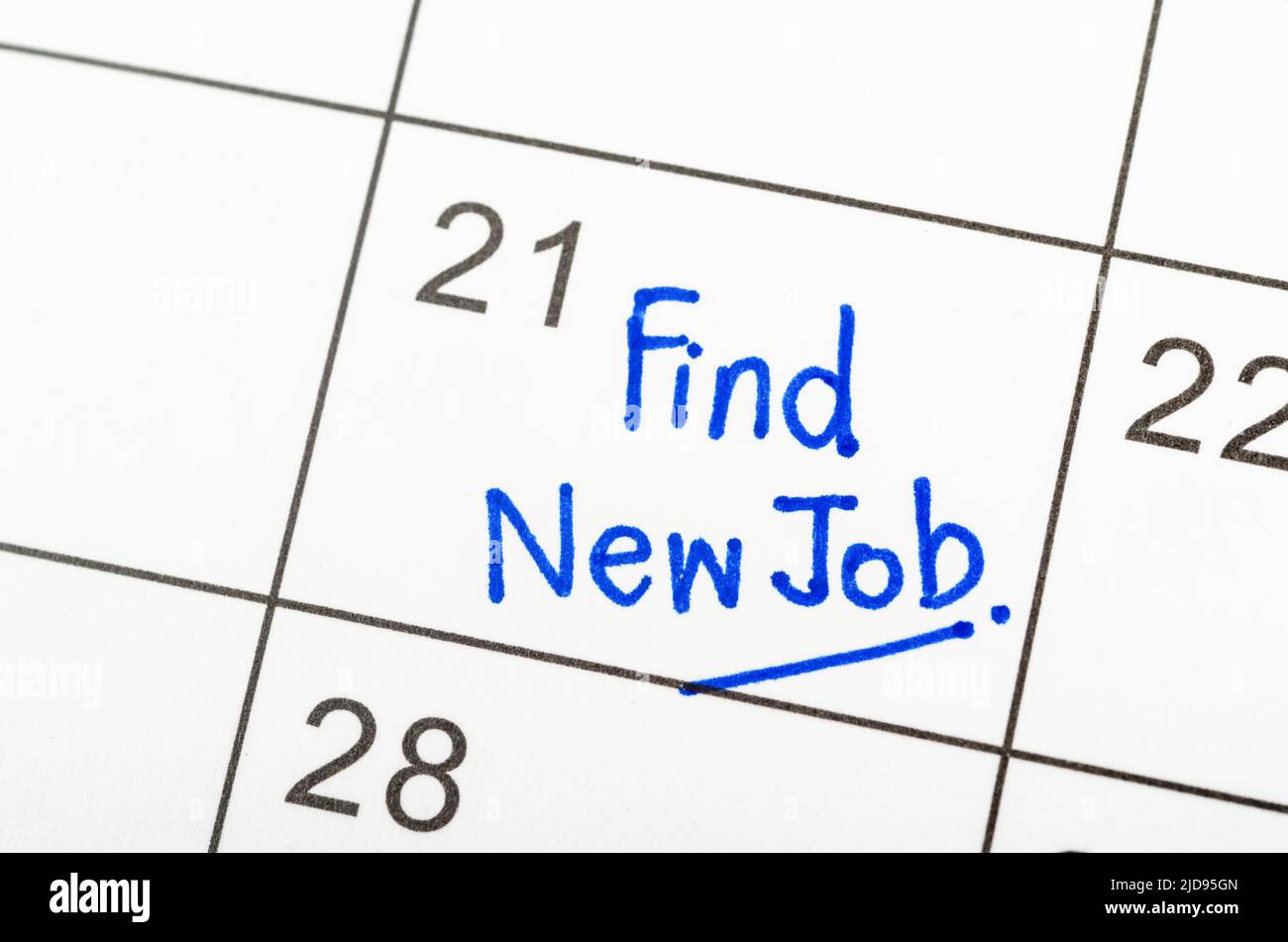 The words Find New Job written on a white notebook to remind you an ...