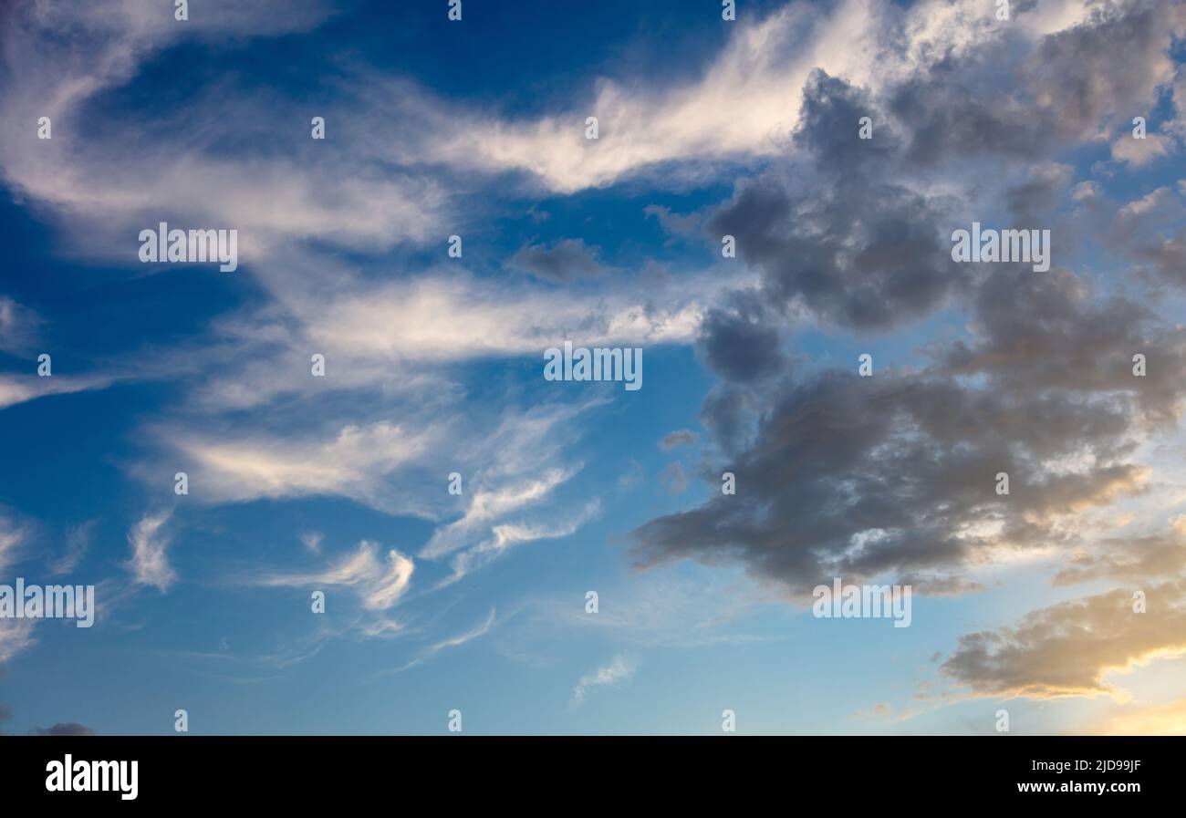 Sunrise colorful cloud on blue sky background. Cumulus cloudscape white ...