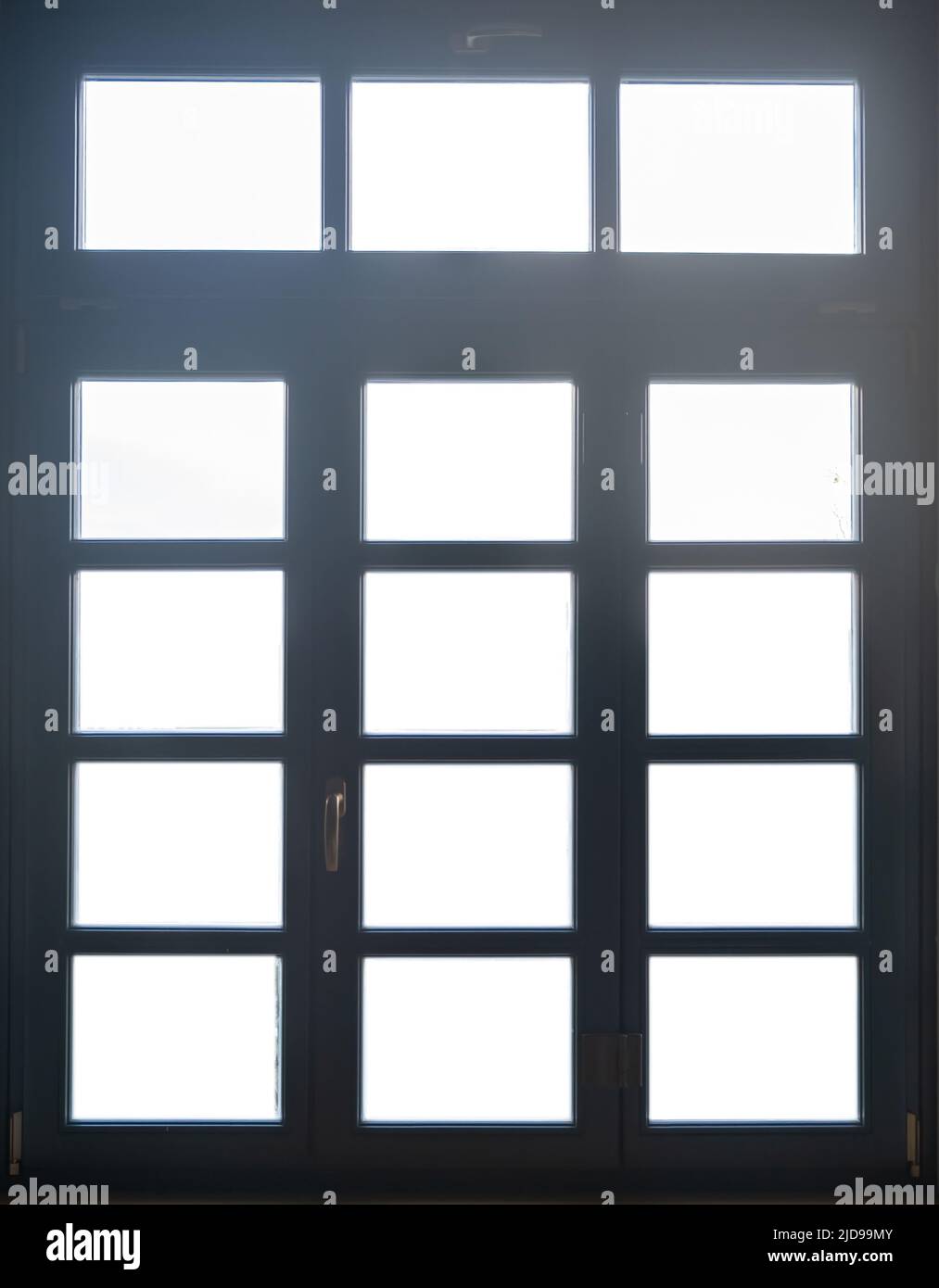 Window wooden frame background. Retro closed window with blur glass ...