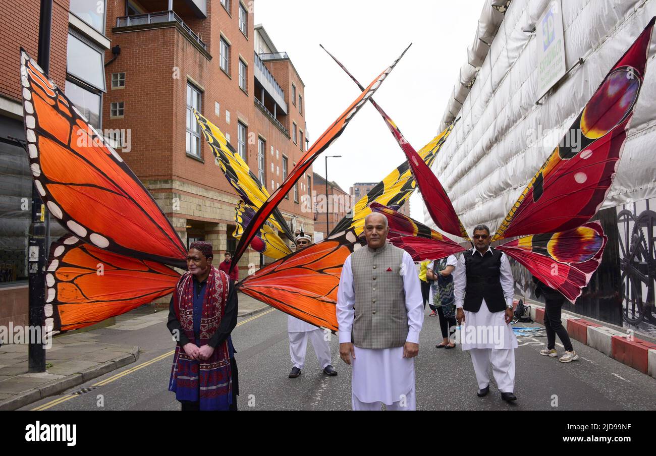 Manchester, UK, 19th June, 2022. Performers and artists get ready for ...