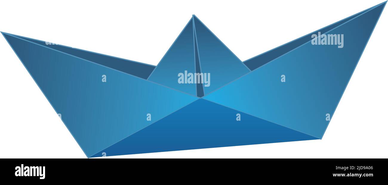 Origami paper folded toy ship, 3d realistic vector illustration Stock ...