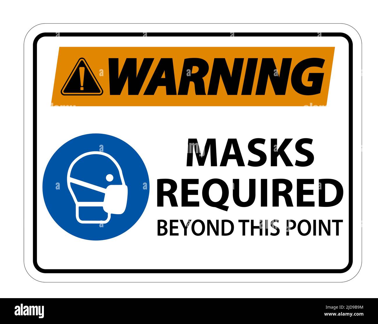 Warning Masks Required Beyond This Point Sign Isolate On White ...