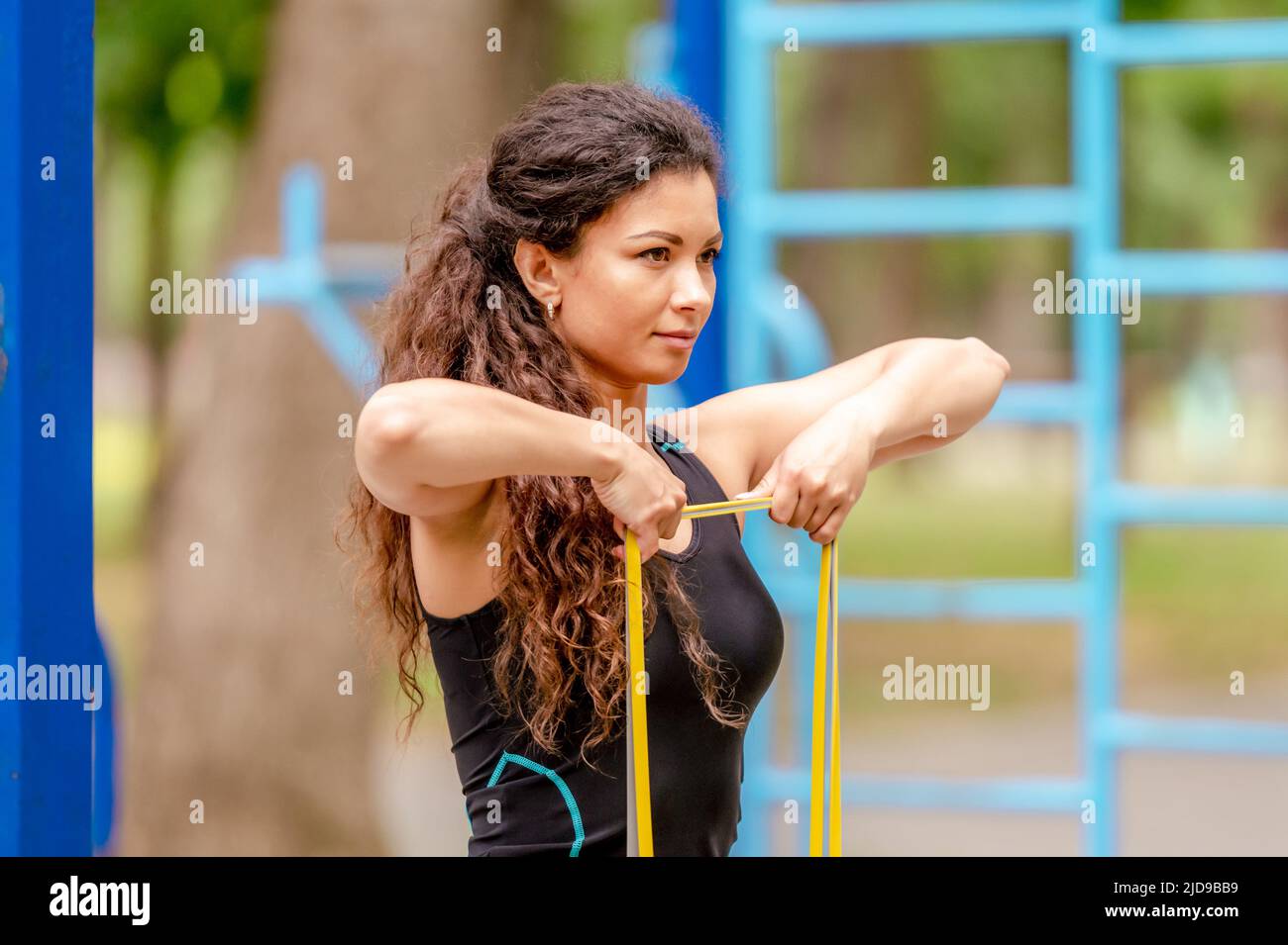 Girl workout outdoors Stock Photo - Alamy