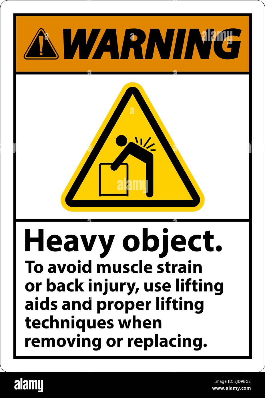 Warning Heavy Object Use Lifting Aids Label On White Background Stock ...