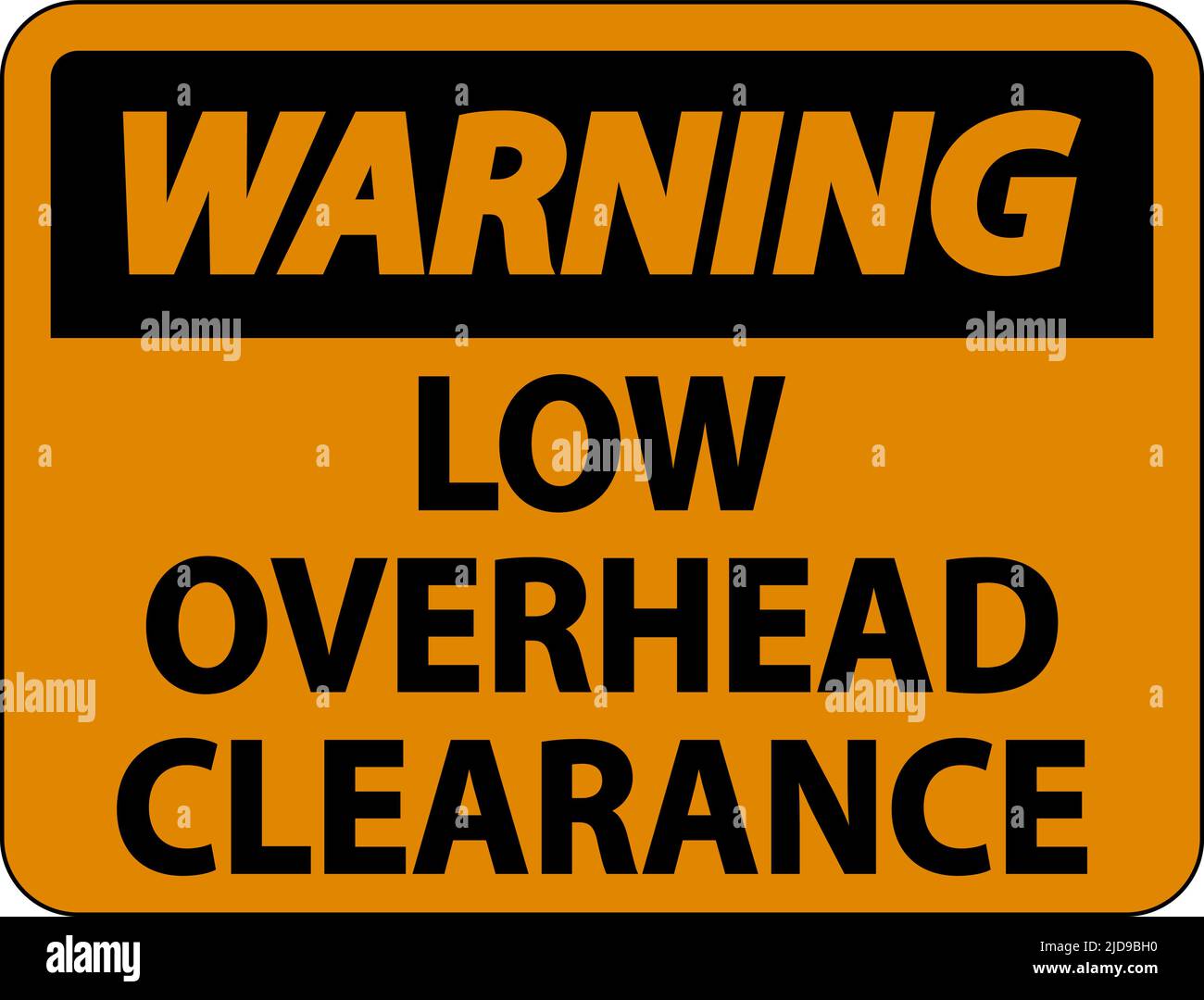 Warning Low Overhead Clearance Sign On White Background Stock Vector ...