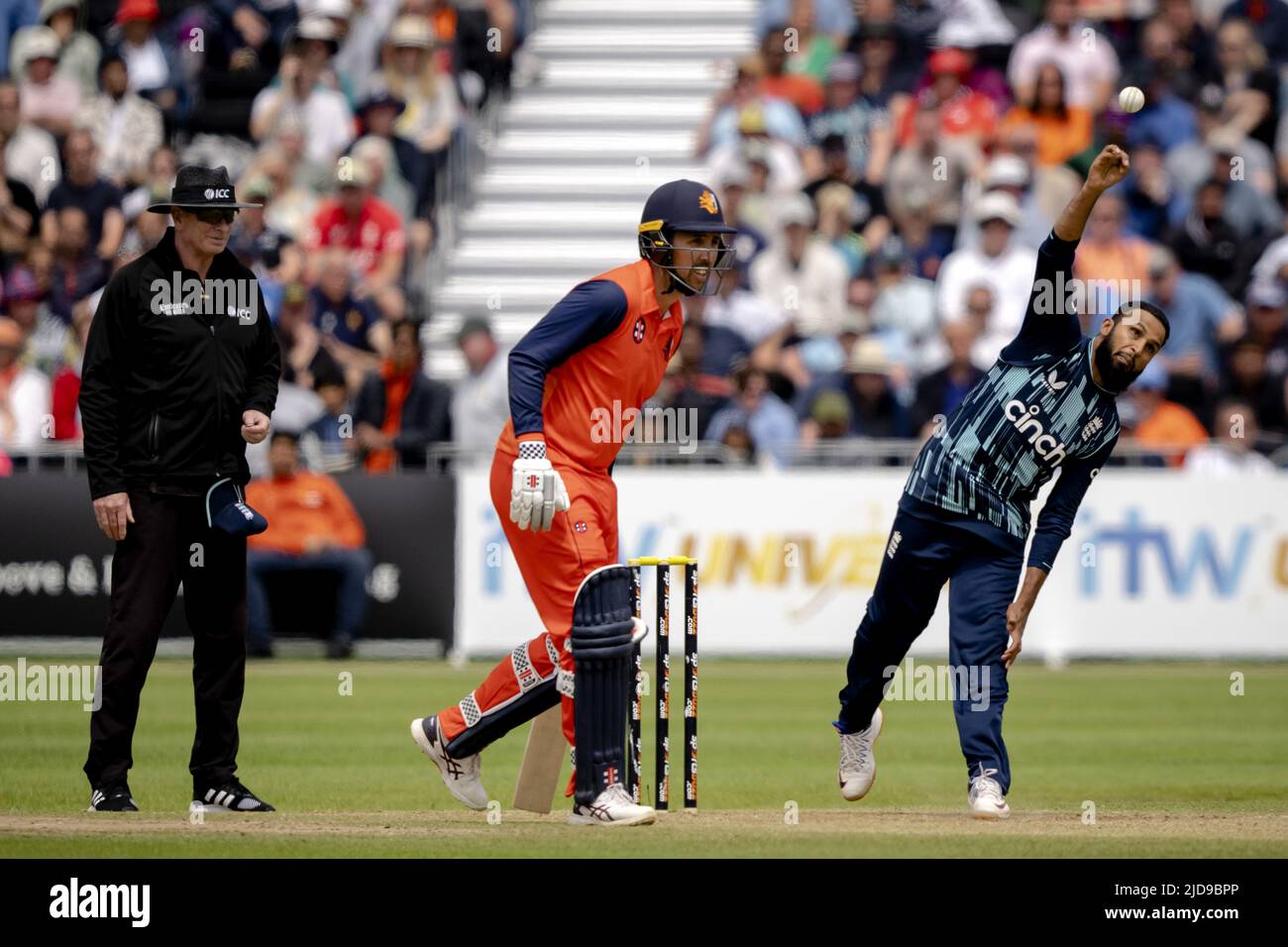 AMSTELVEEN - Adil Rashid of England in action against the Netherlands ...