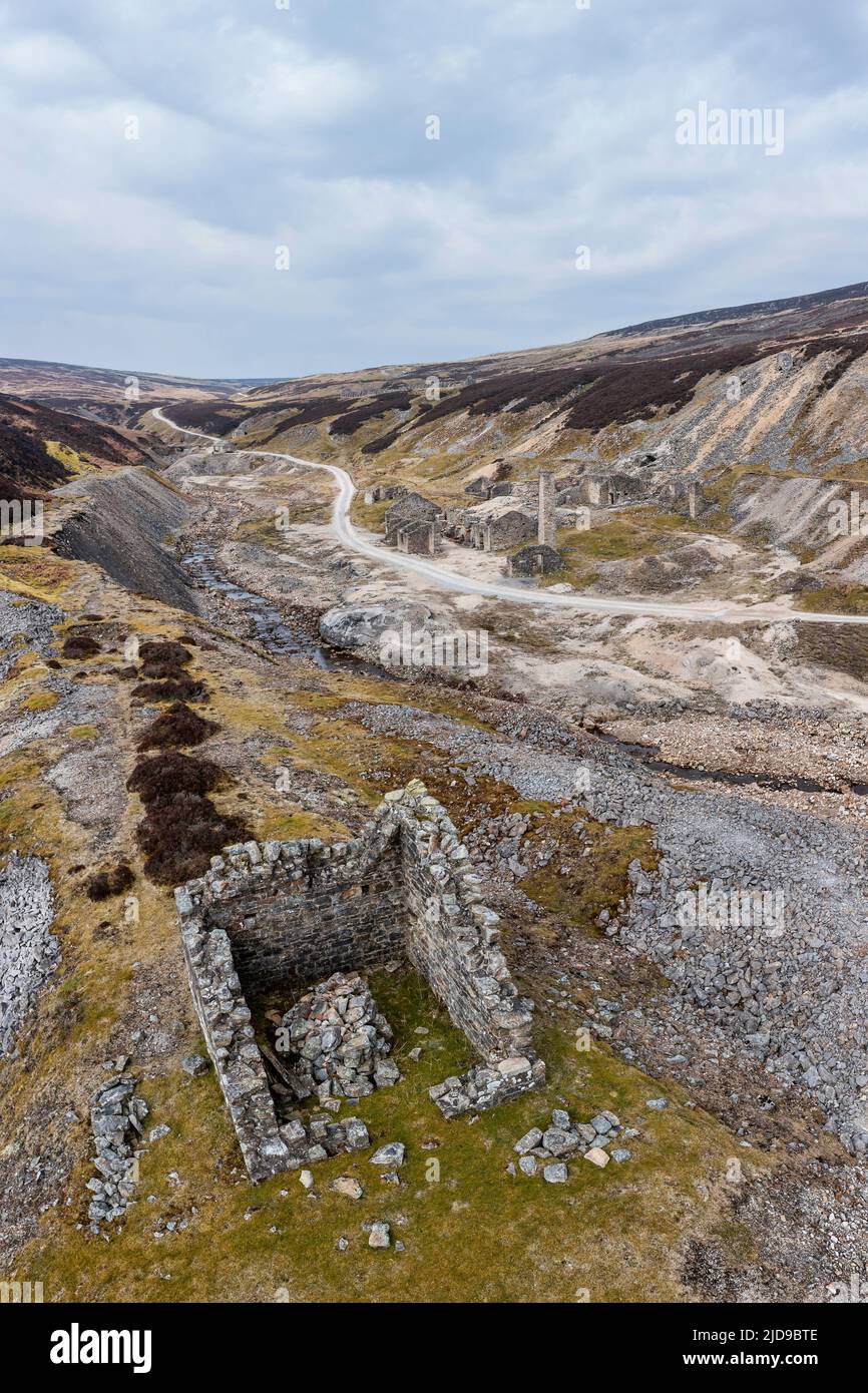 ruins of the old gang lead mine in the hills above reeth in the ...