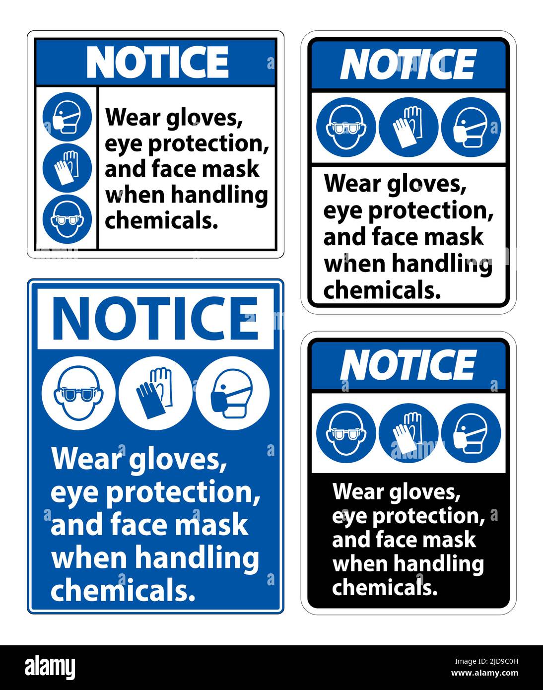 Notice Wear Gloves, Eye Protection, And Face Mask Sign Isolate On White ...