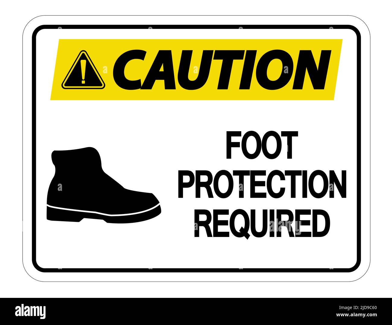 Caution Foot Protection Required Wall Sign on white background,vector ...