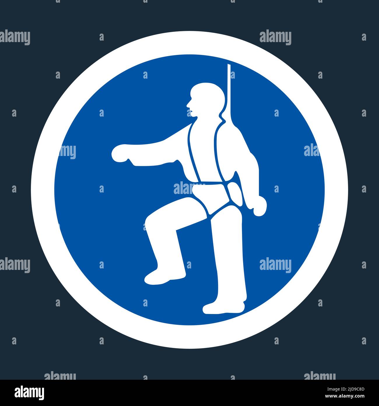 PPE Icon.Safety Harness Must Be Worn Symbols Sign On black Background ...