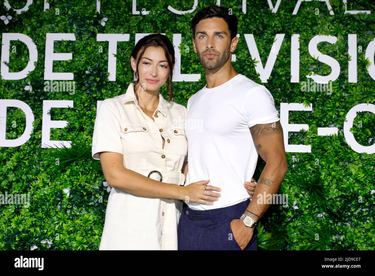 French Rachel Legrain Trapani (L) and Valentin Leonard (R) pose during ...