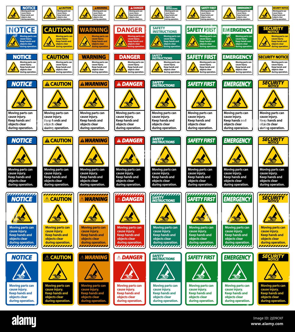 Moving parts can cause injury sign on white background Stock Vector ...