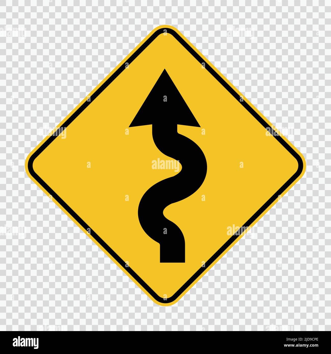 Left winding road Sign on transparent background,vector illustration ...
