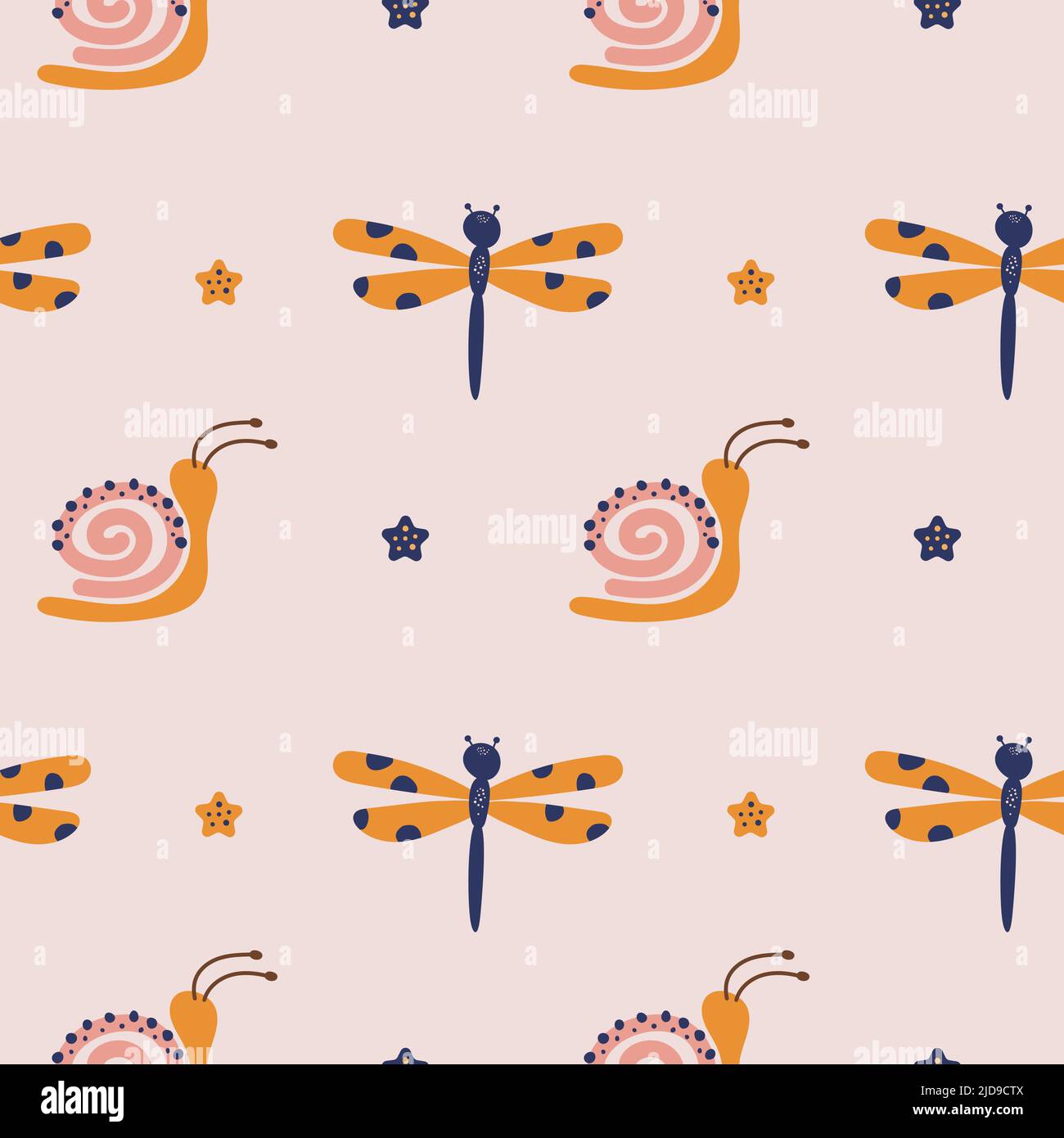 Dragonfly and snail pattern Stock Vector Image & Art - Alamy