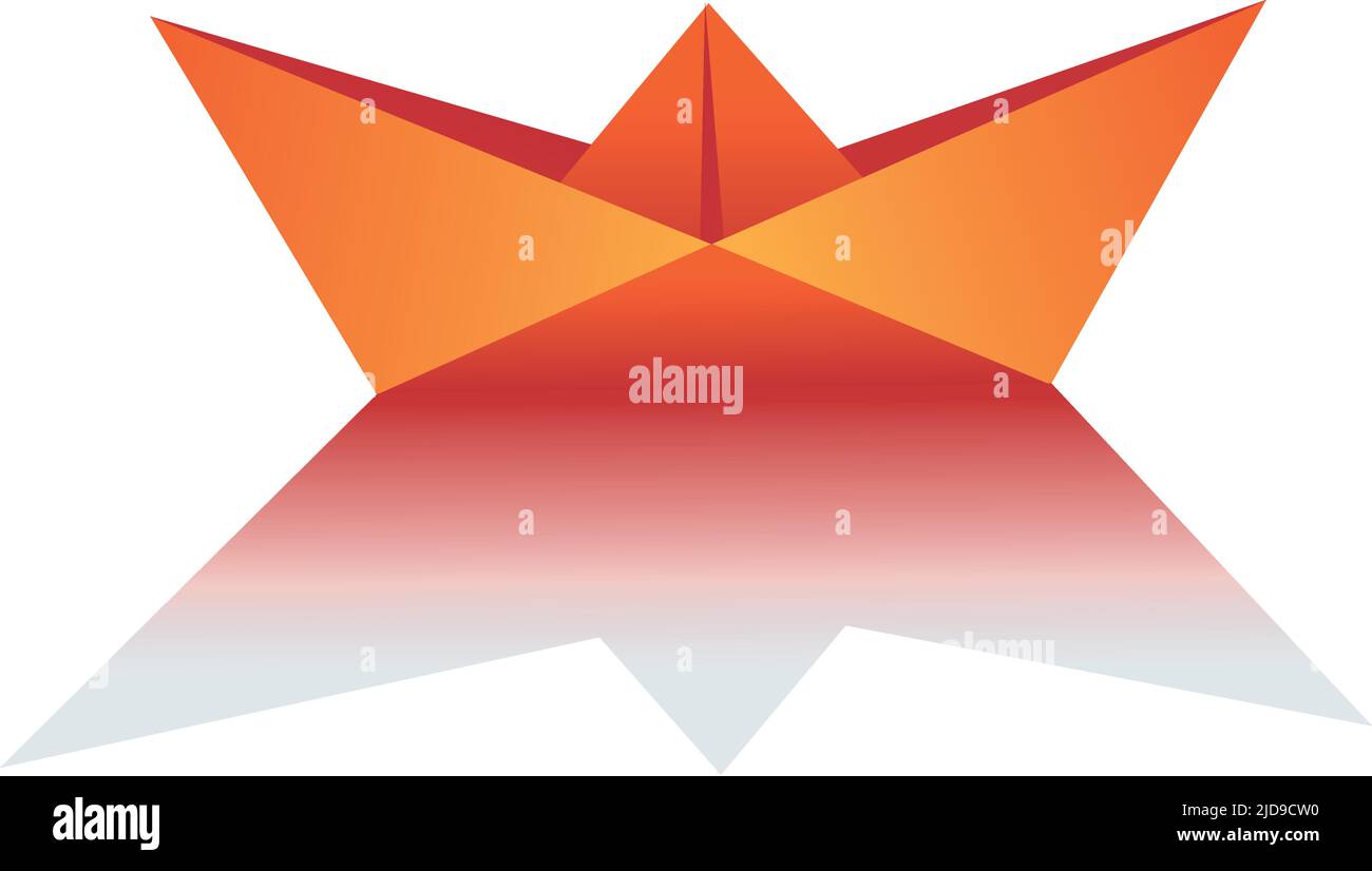 Paper orange origami ship isolated on white background Stock Vector ...