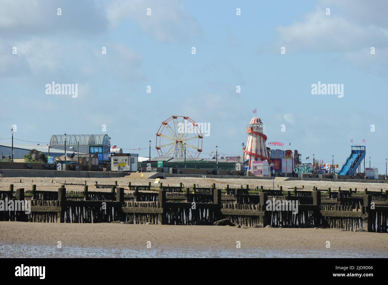 Hunstanton fair seen across the beach at low tide Stock Photo - Alamy