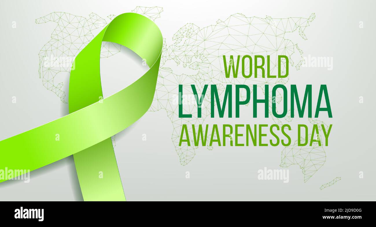 World Lymphoma awareness day concept. Banner with lime ribbon awareness ...