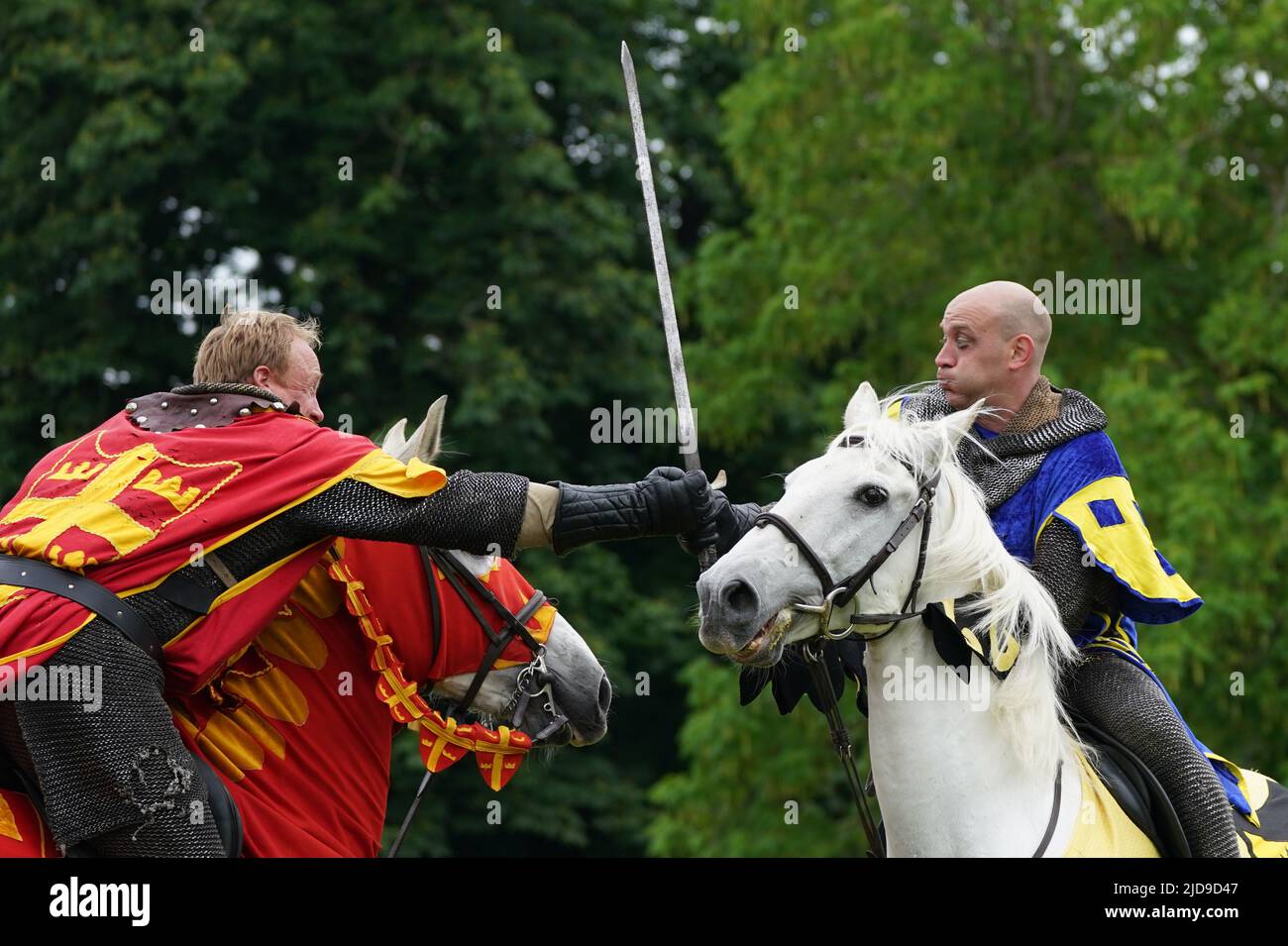 People dressed as knights of Nottingham take part in a medieval ...