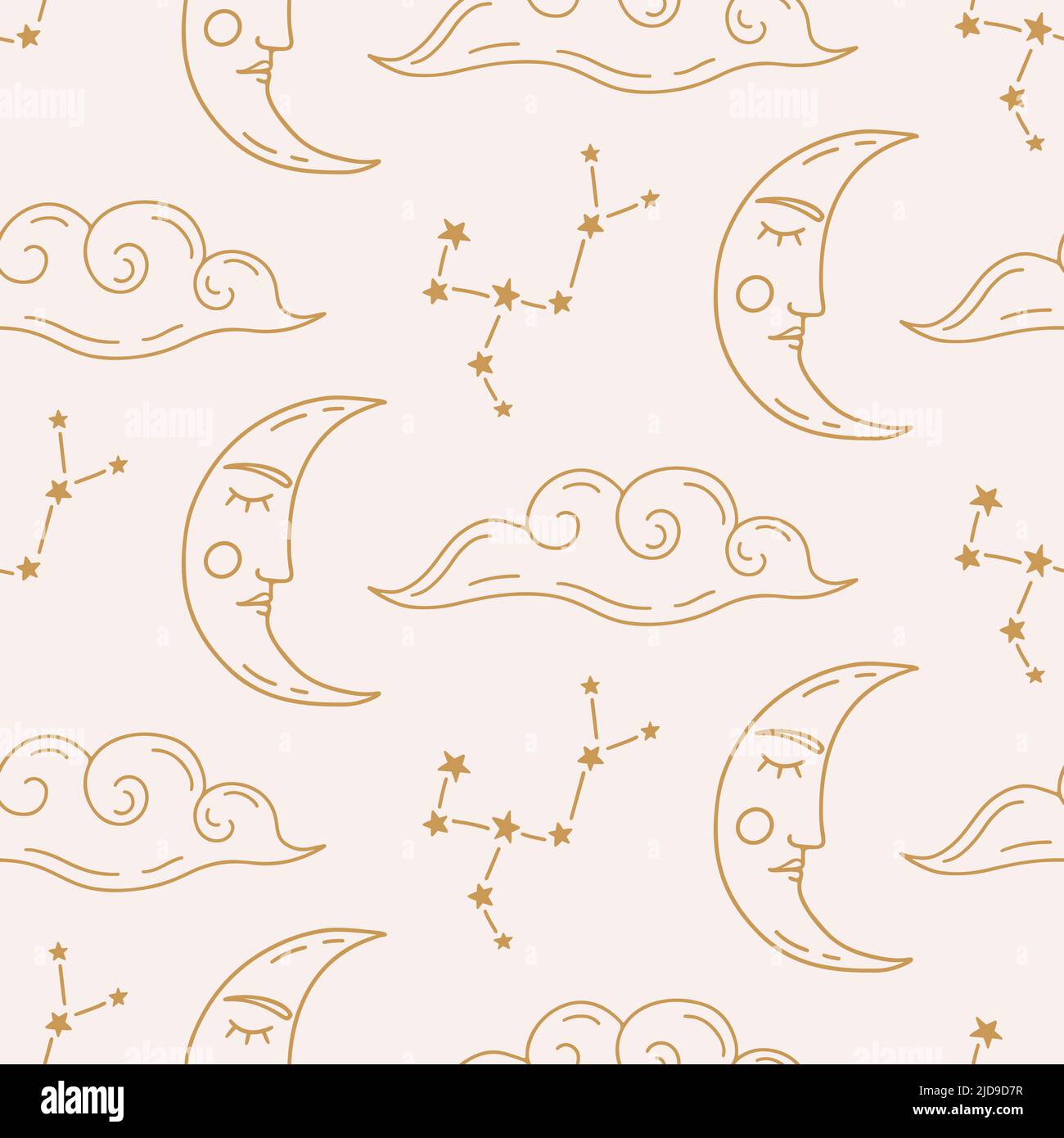Seamless celestial golden pattern Stock Vector Images - Alamy